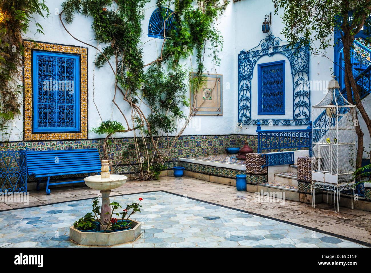 A traditional courtyard in a typical 18th century Arab house in Sidi ...
