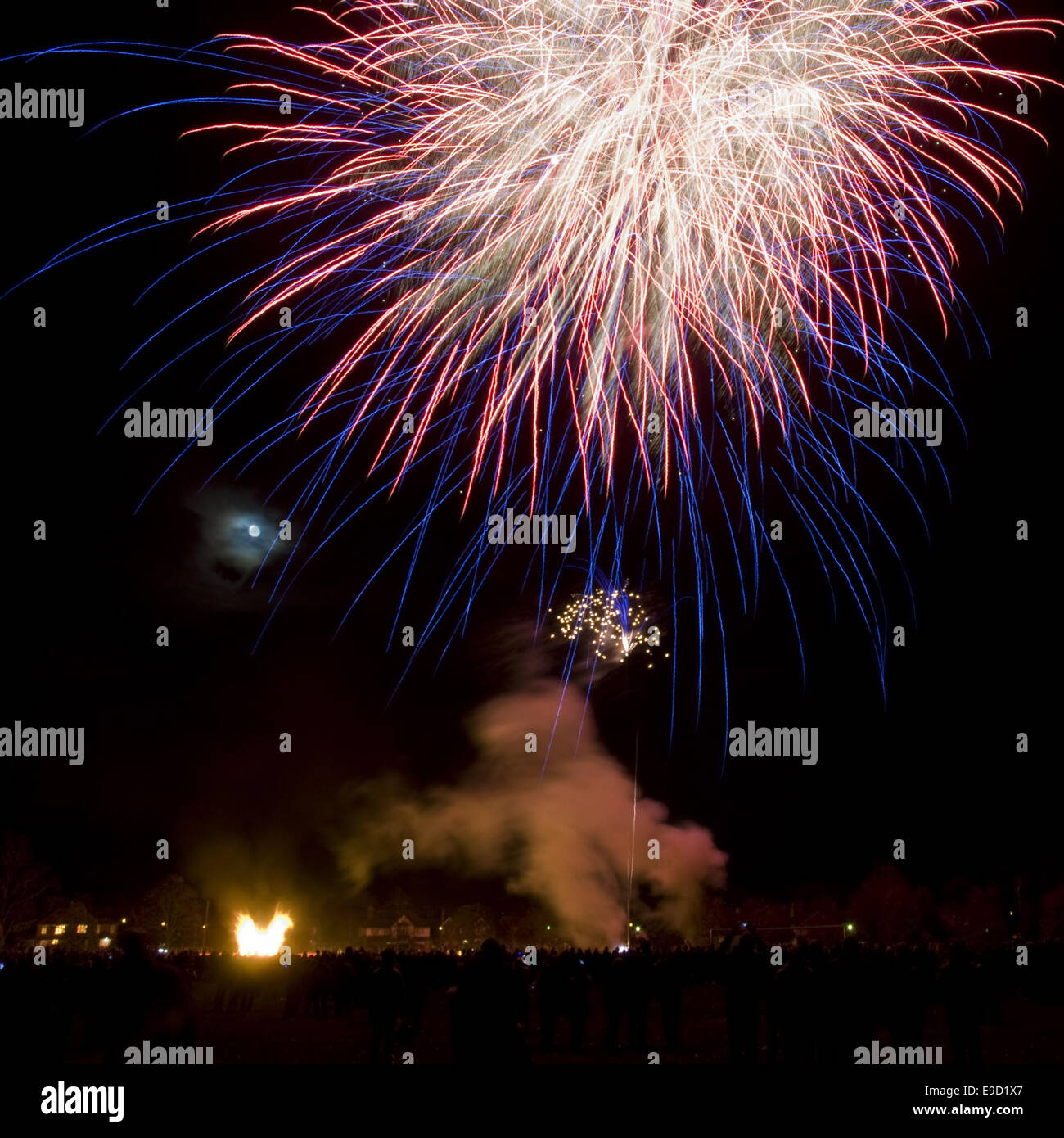 Fireworks display on Guy Fawkes night, Lindfield common, West Sussex ...