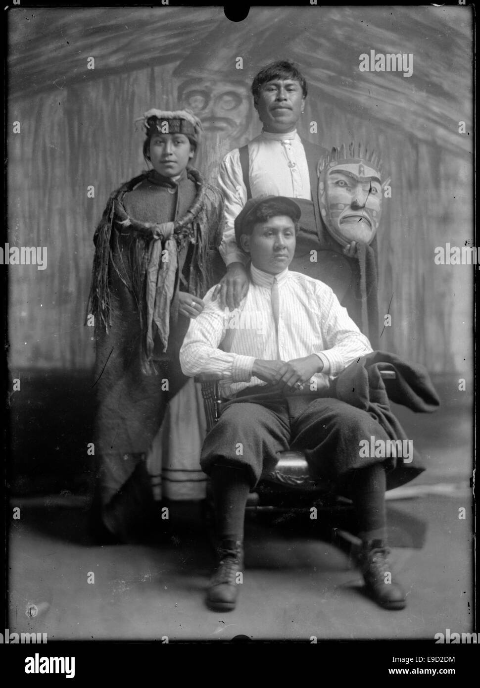 Portrait of a Kwakiutl group, a Native American tribe from the Pacific ...