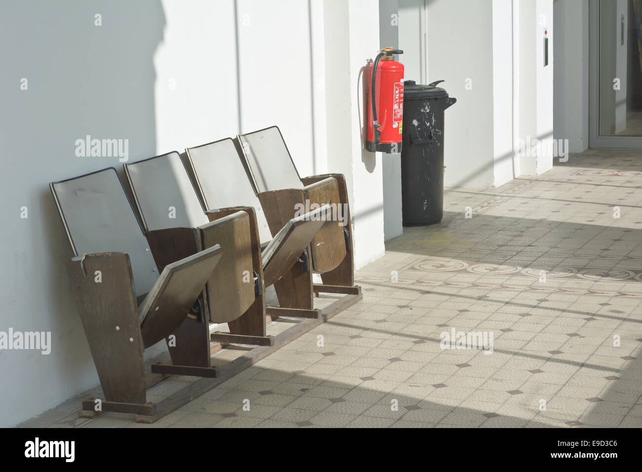 Vintage Wooden Folding Down Theater Seating Stock Photo - Alamy