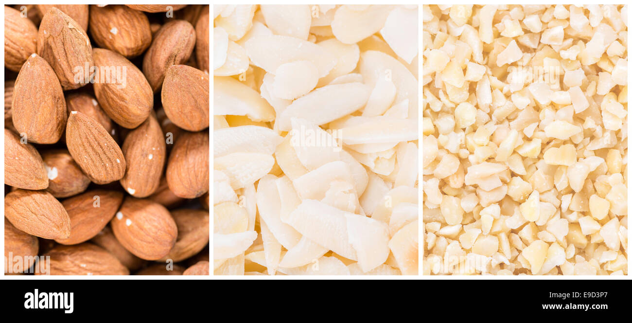 Different sorts of Almonds (as a collage Stock Photo - Alamy