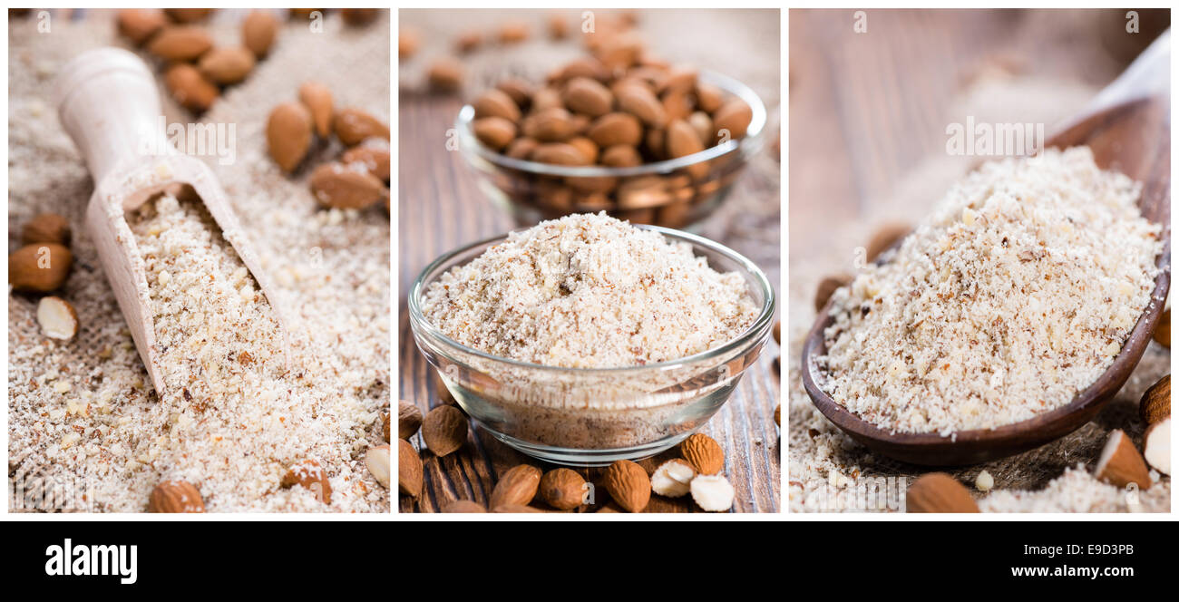 Portion of grated Almonds (as a collage Stock Photo - Alamy