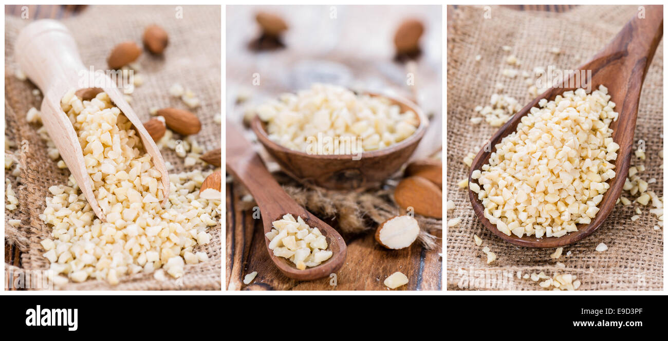 Portion of minced Almonds (as a collage Stock Photo - Alamy