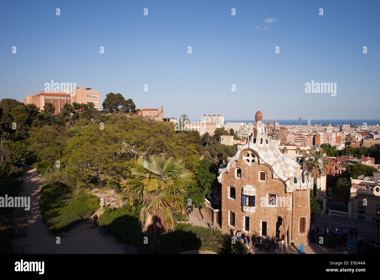 Casa del Guarda by Antoni Gaudi in Park Guell, city of Barcelona ...