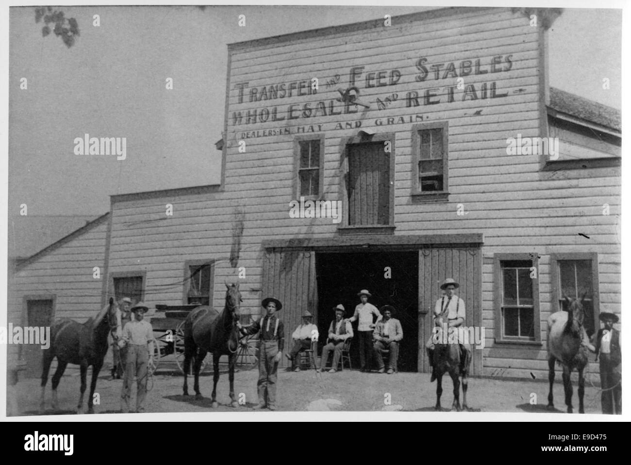 A photograph of an old livery stable, number 295, showing the building ...