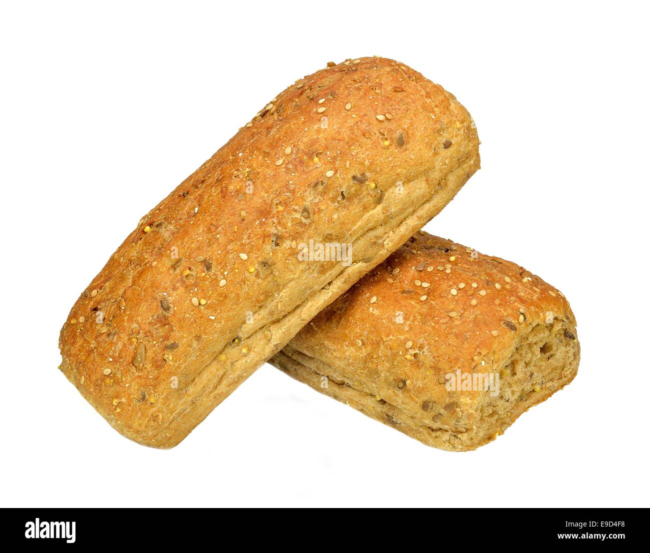Large multigrain rolls on a white background Stock Photo - Alamy