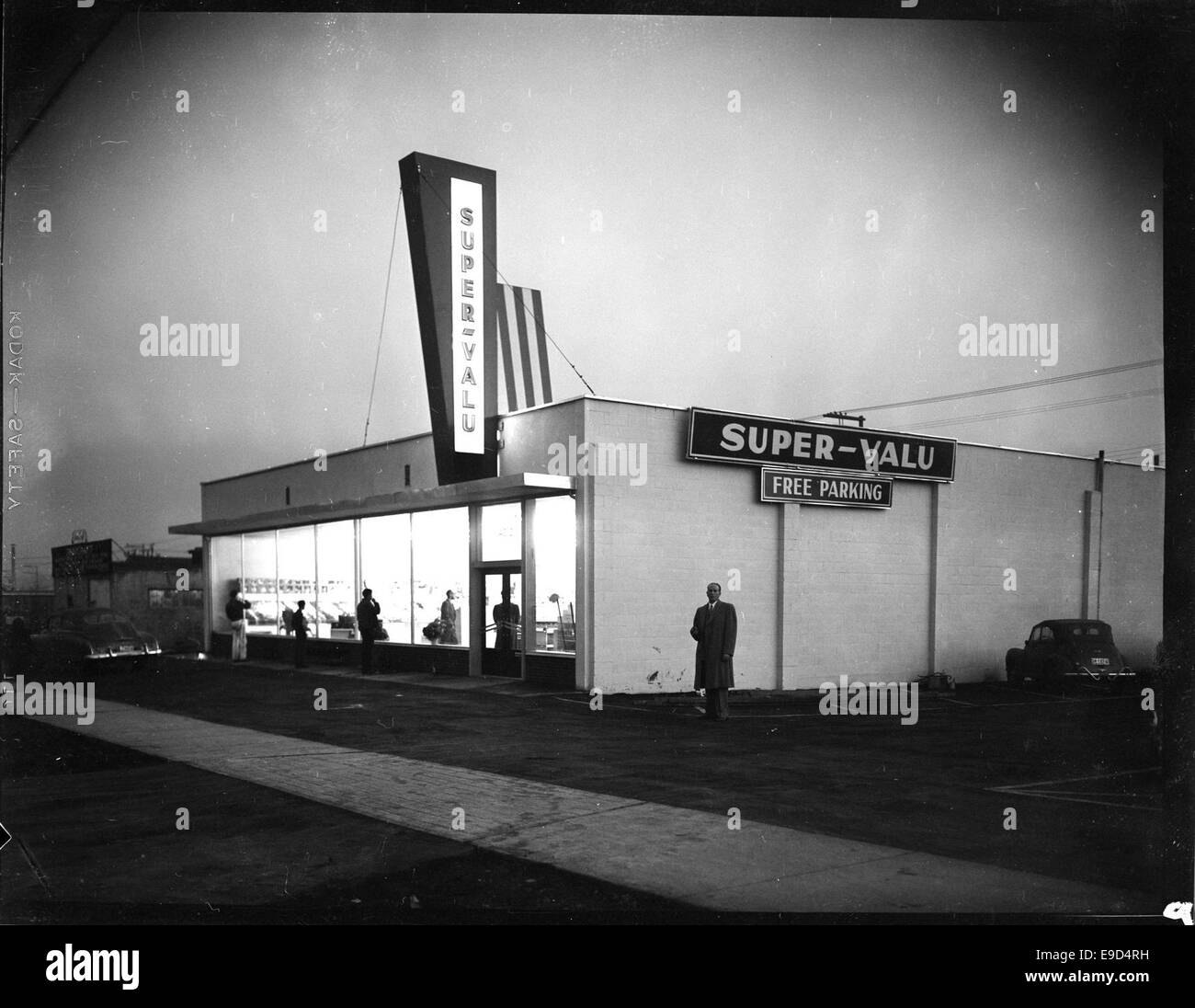 A neon sign for the Supervalu store in Vancouver, Canada. The image ...