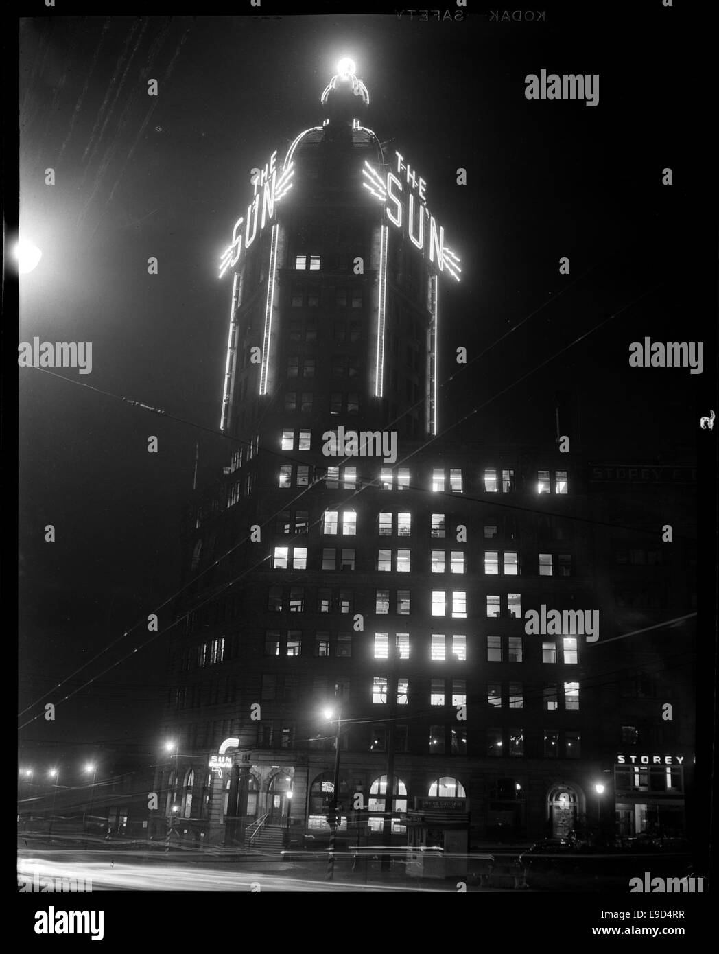 This photograph showcases the Sun Building, an architectural landmark ...