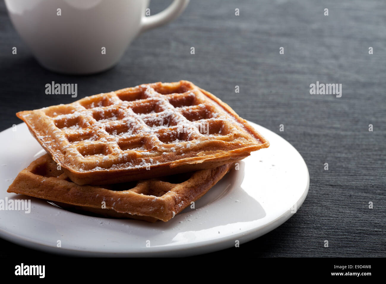 fresh waffles with a cup of coffee Stock Photo - Alamy