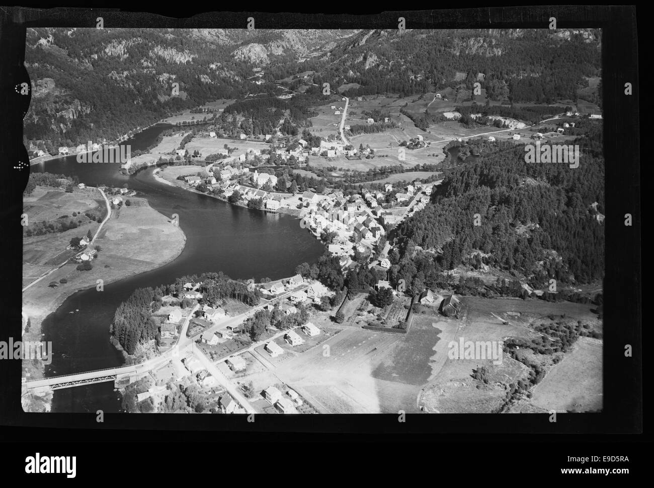 An aerial view of Kvinesdal, Norway, captured using oblique photography ...