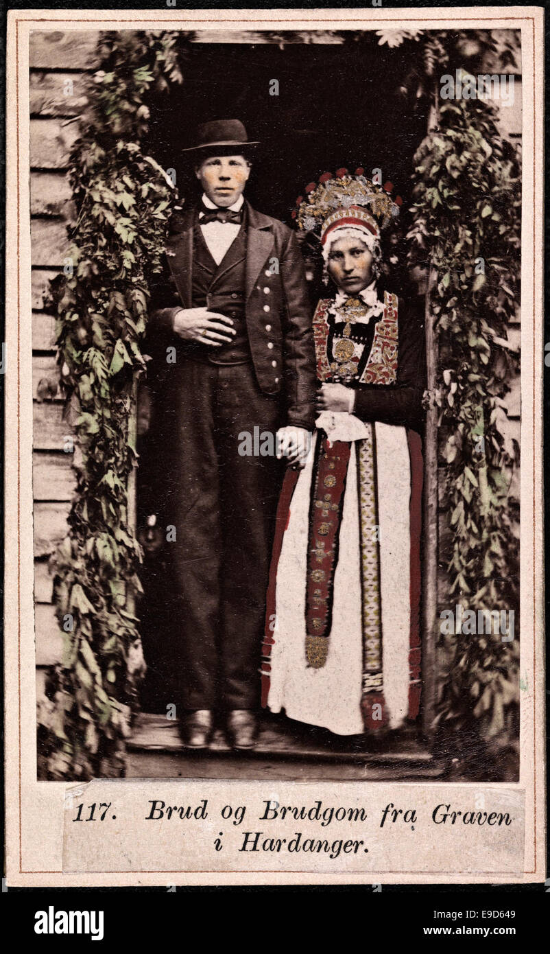A vintage carte de visite photograph of a bride and groom from ...
