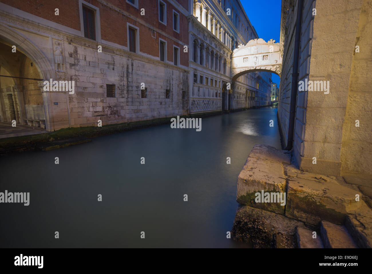 Venice by night, Bridge of Sighs, Rio di Palazzo, Venice, Italy.The ...