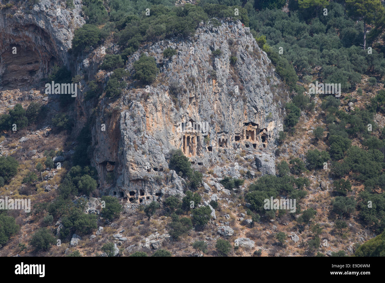 Kaunian rock tombs in Dalyan, Ortaca, Turkey Stock Photo - Alamy