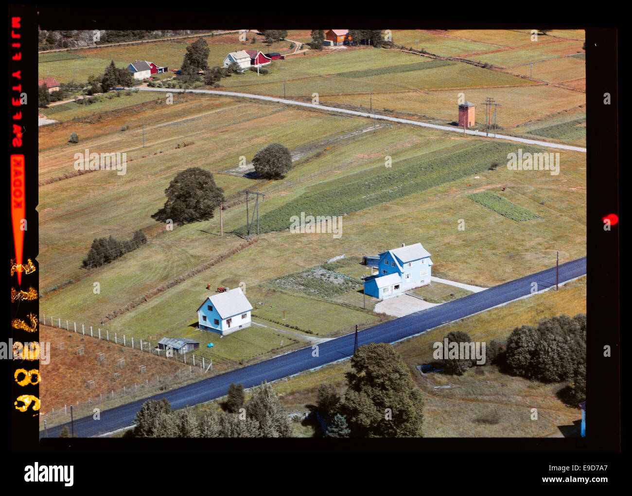 This aerial photograph shows Kvinesdal Kommune in Norway, captured by ...