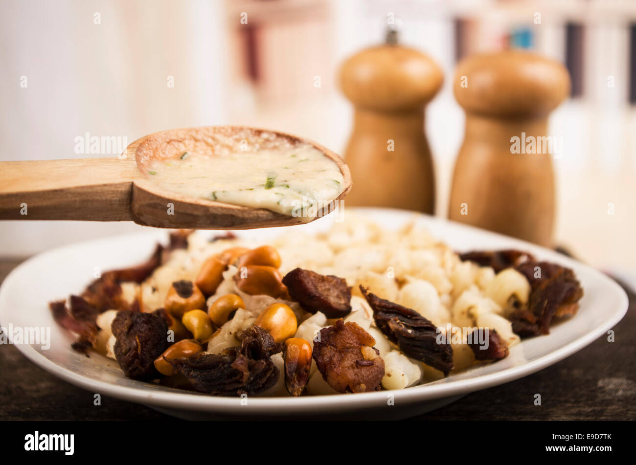 hominy and toasted corn nuts mote con chicharron traditional ecuadorian ...