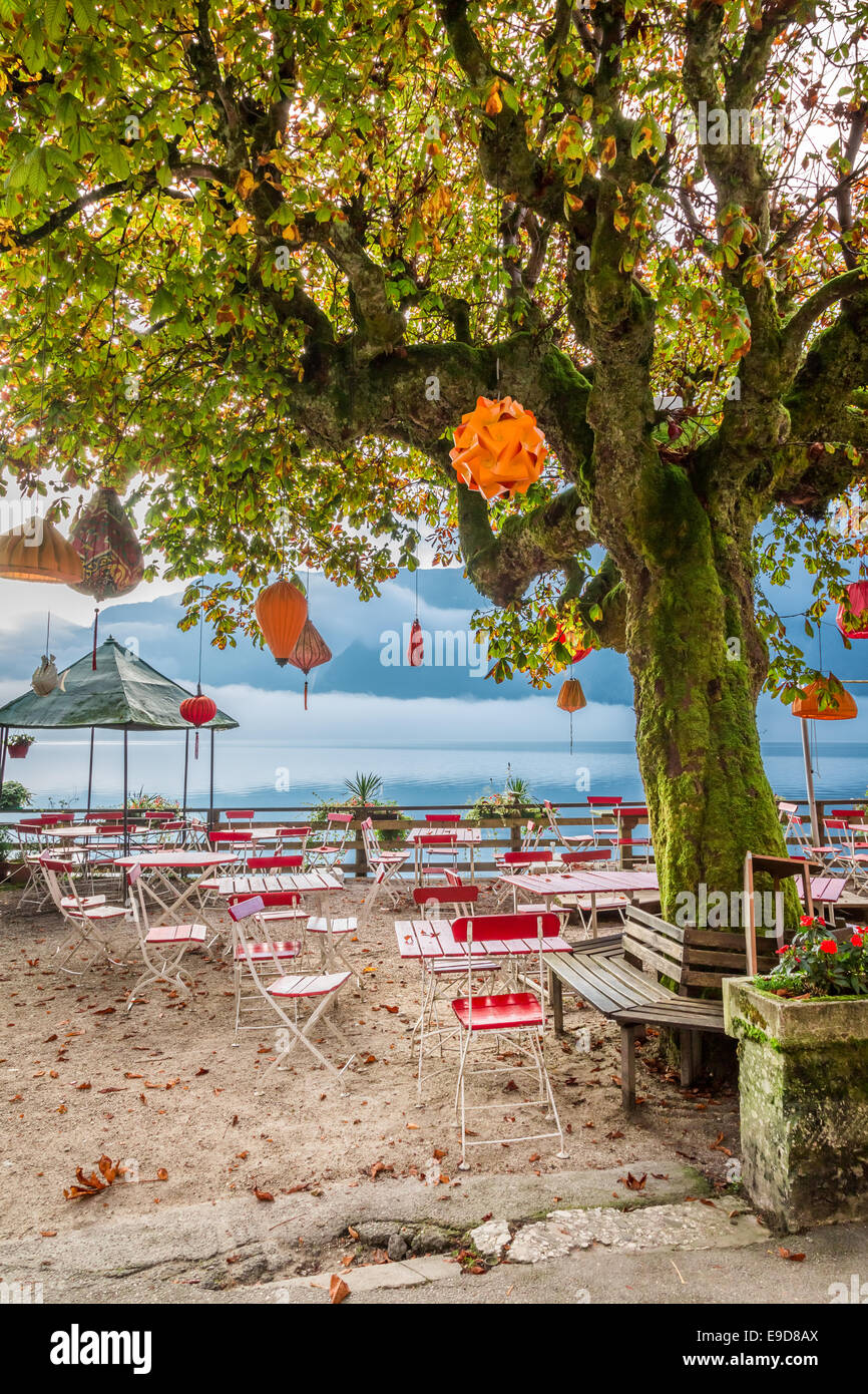 Chinese restaurant in the morning in Hallstatt Stock Photo - Alamy