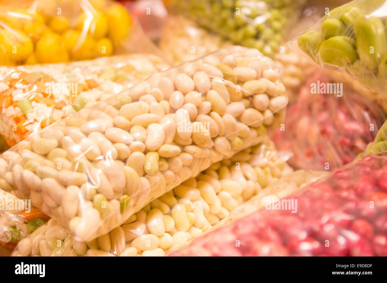 white beans in plastic bag at the market Stock Photo - Alamy