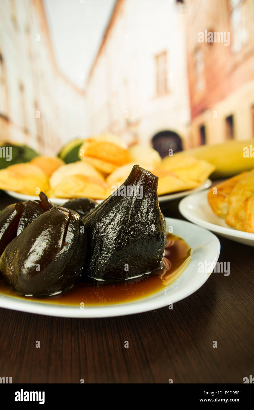 traditional ecuadorian food figs with honey higos con queso Stock Photo ...