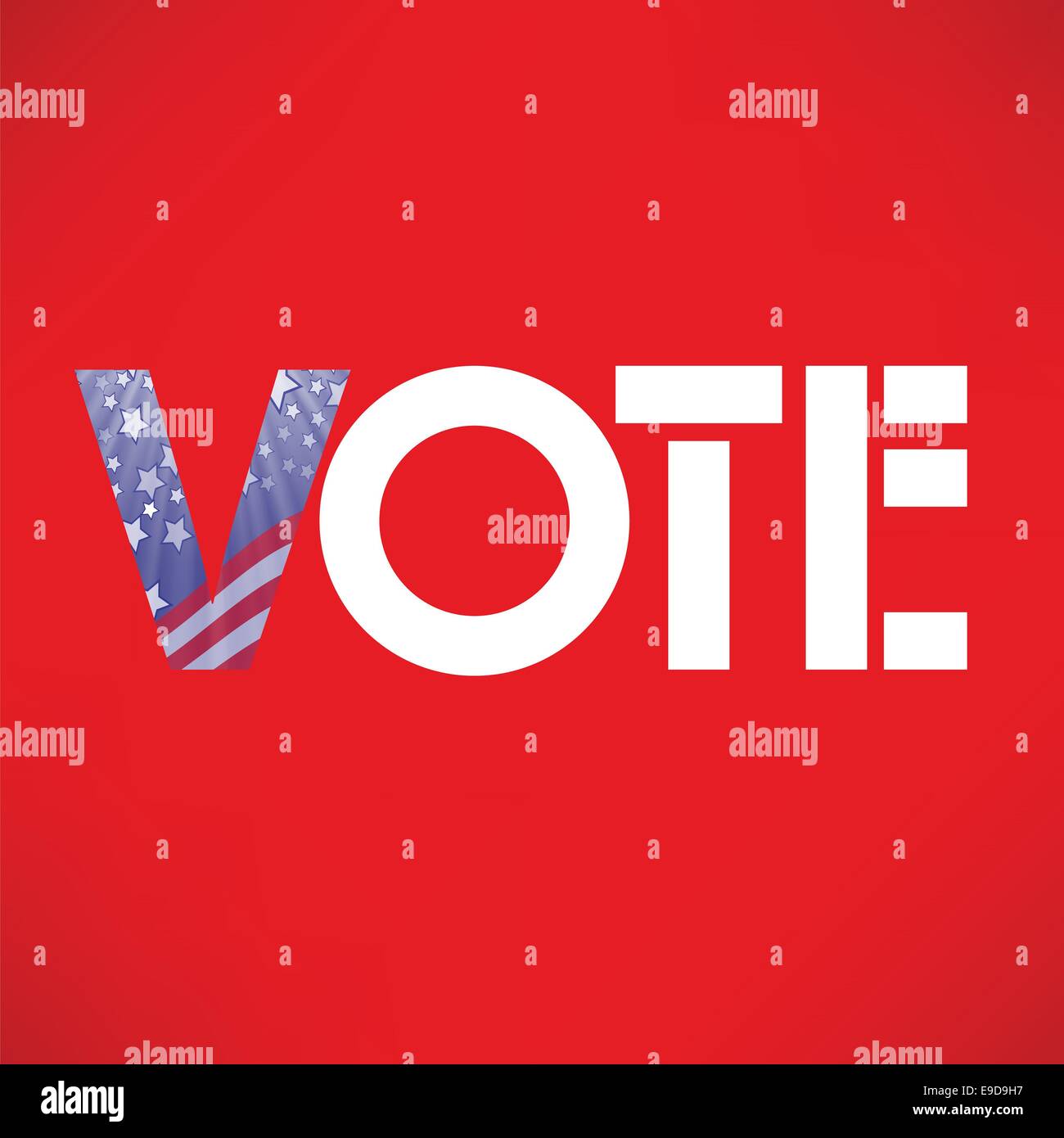 colorful illustration VOTE capital letters with flag pattern on red ...