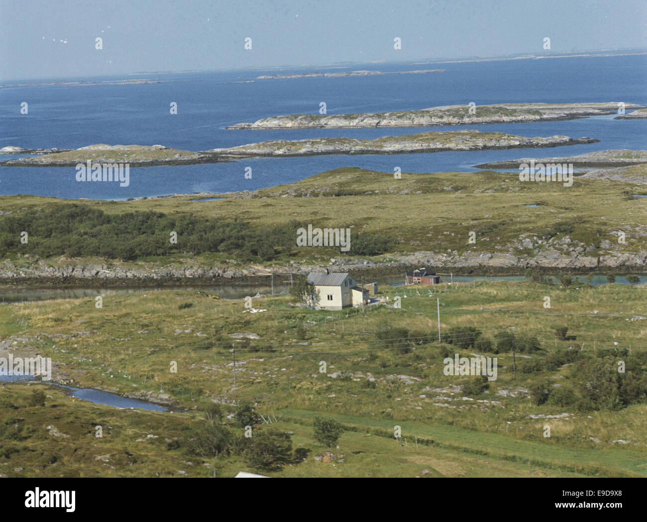An aerial photograph of Nesset in Dønna kommune, Norway, captured from ...