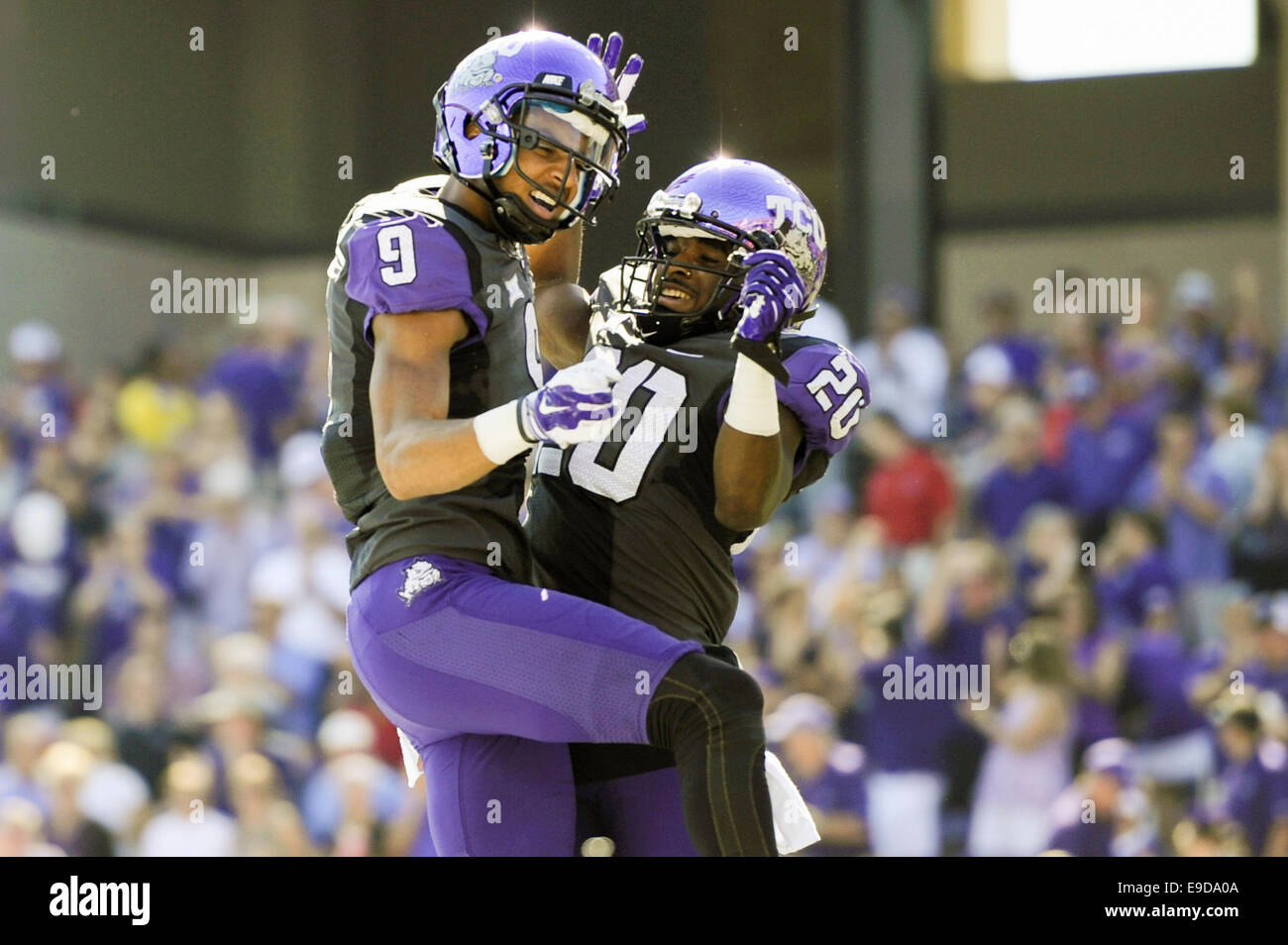 TCU Horned Frogs receiver Josh Doctson (9) celebrates with receiver ...