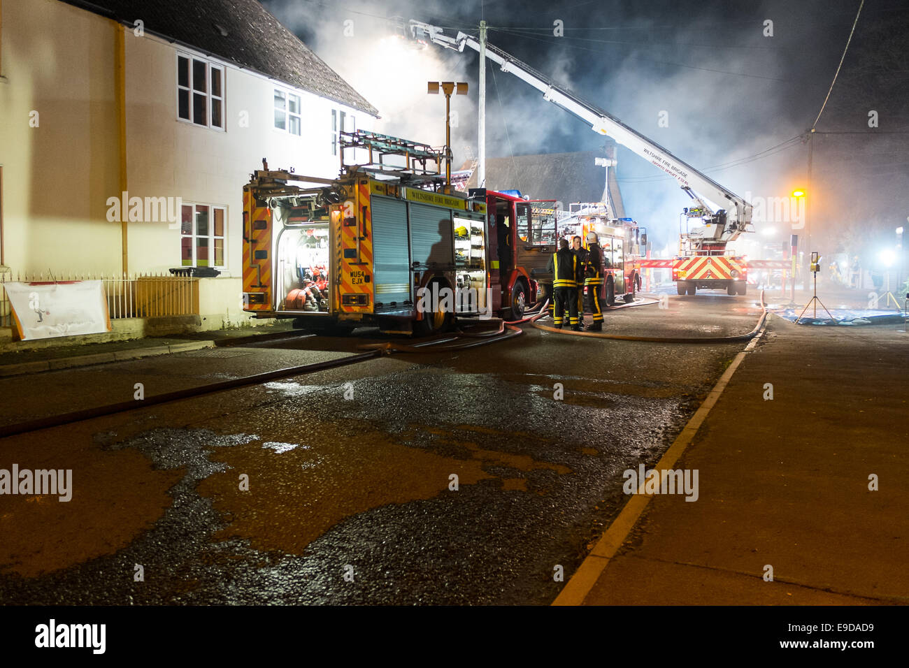 Fireman destruction damage warminster wiltshire hi-res stock ...