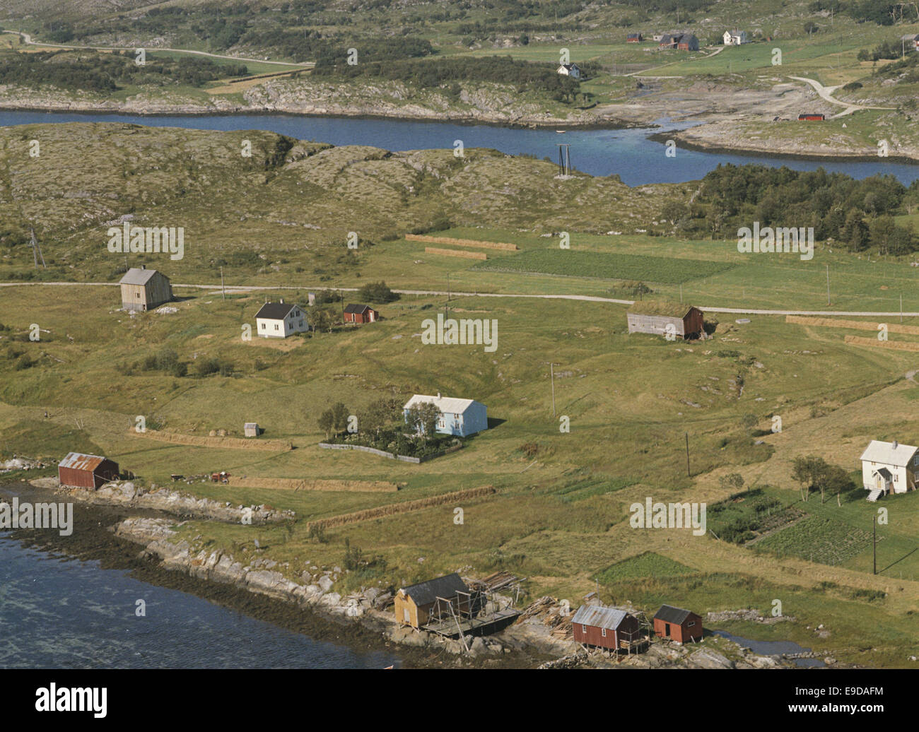 An aerial photograph of Høla in Dønna municipality, Norway, showcasing ...