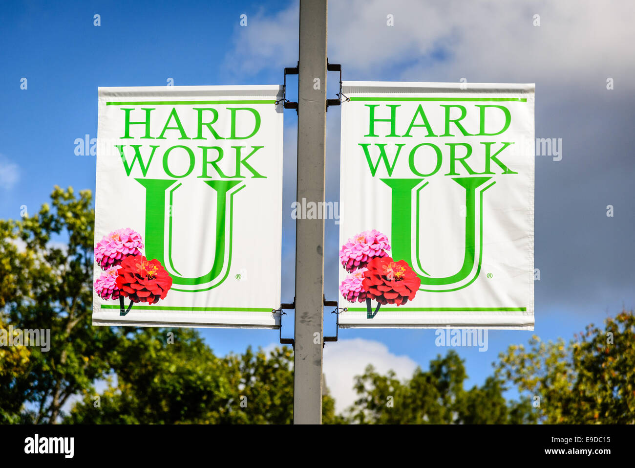 Hard Work U signs, College of the Ozarks, Point Lookout, Missouri Stock ...