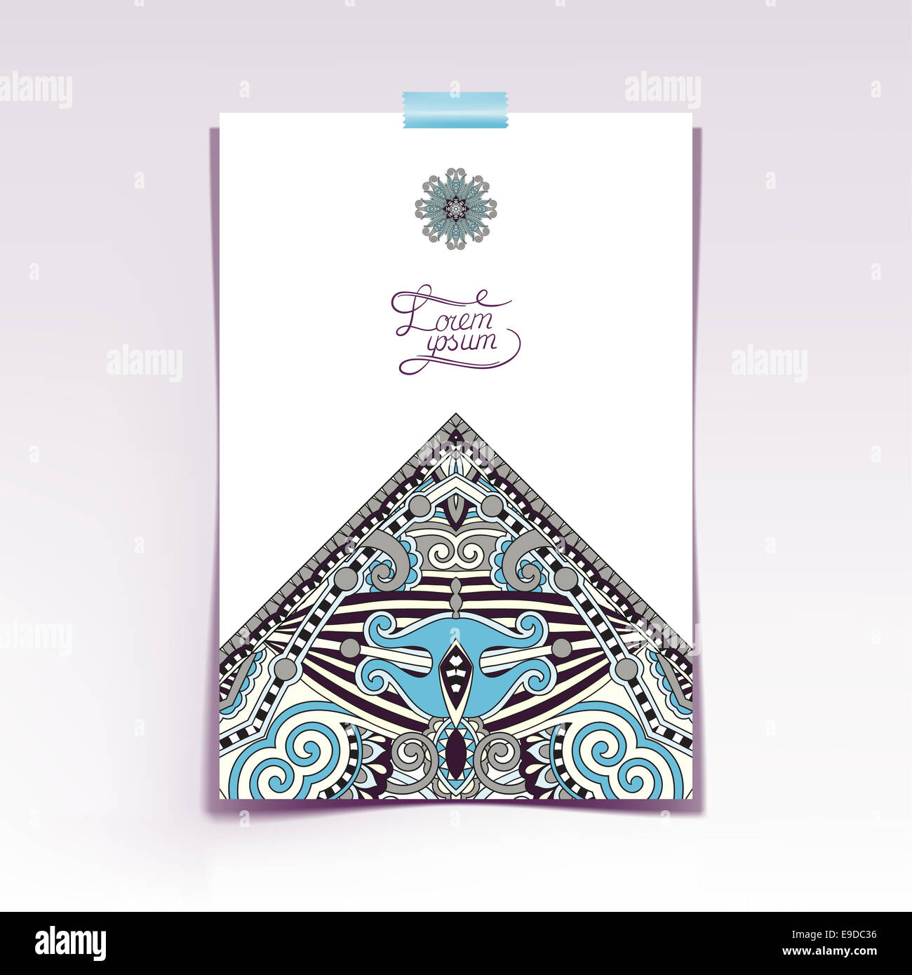 decorative sheet of paper with oriental floral design and place Stock ...