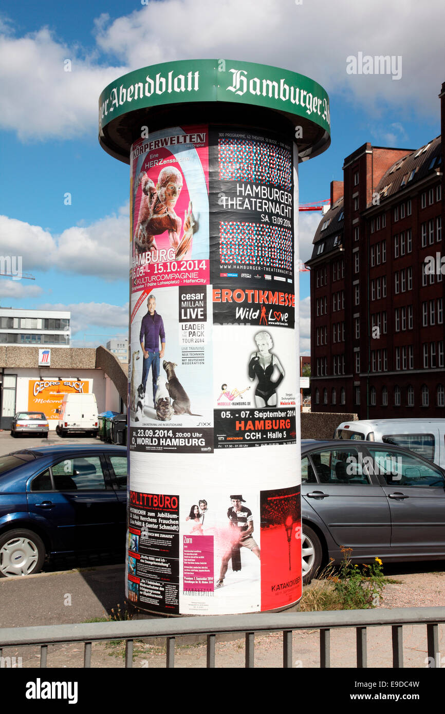Hamburg advertisement pillar Stock Photo - Alamy