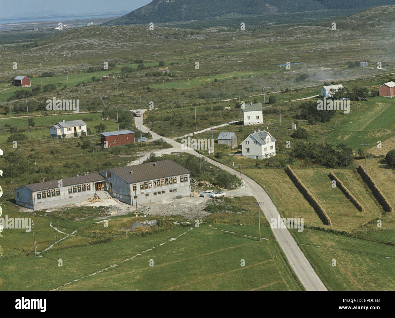 This aerial photograph shows Stavseng Skole (Stavseng School) in the ...