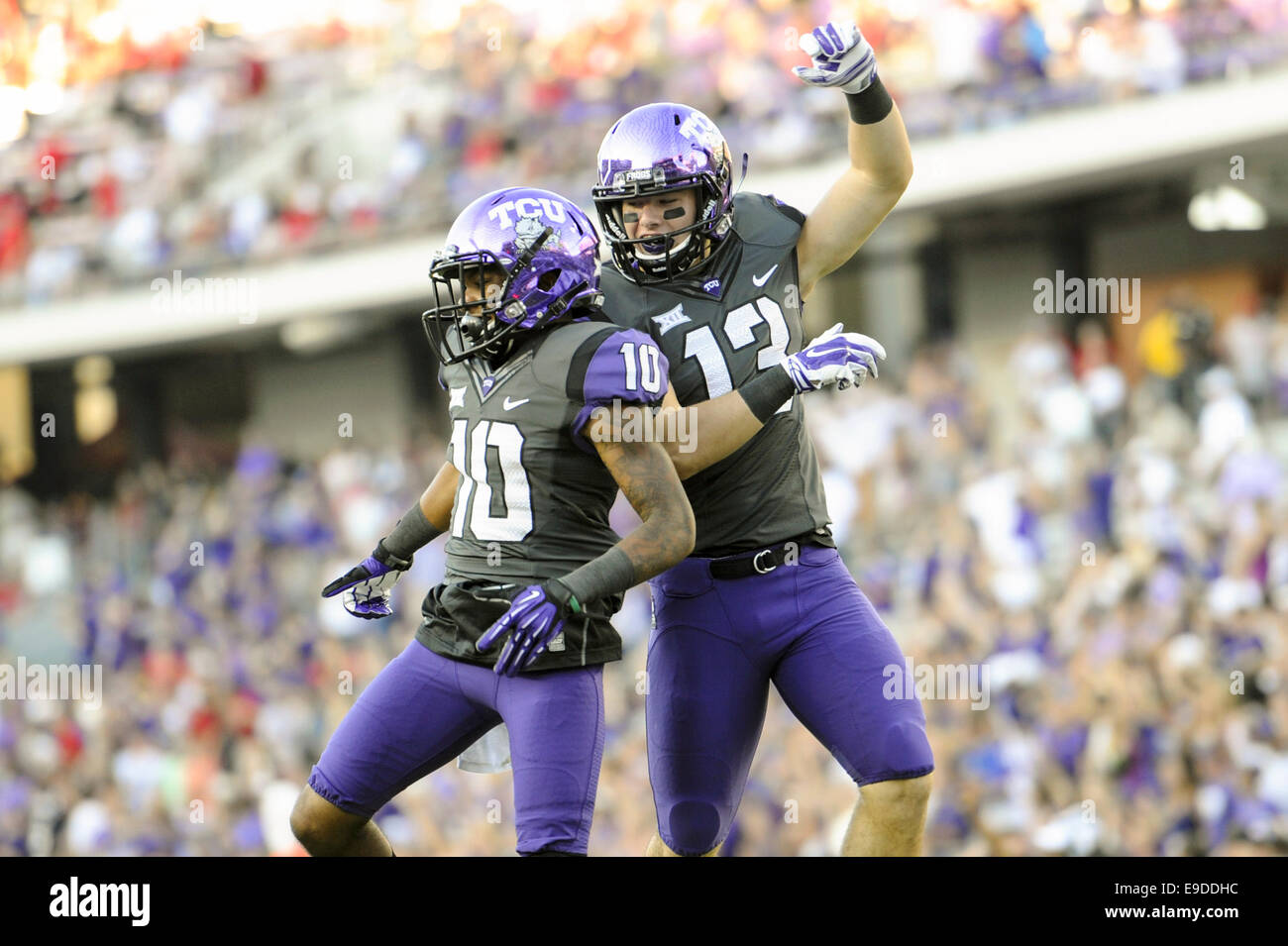 TCU Horned Frogs receivers Ty Slanina (13) and Desmon White (10 ...