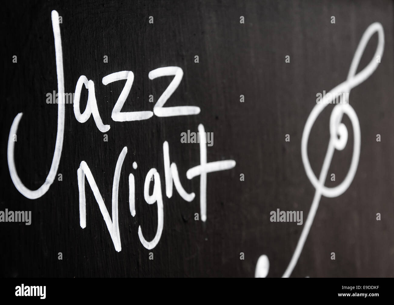 Jazz Night advertisement sign on blackboard Stock Photo - Alamy