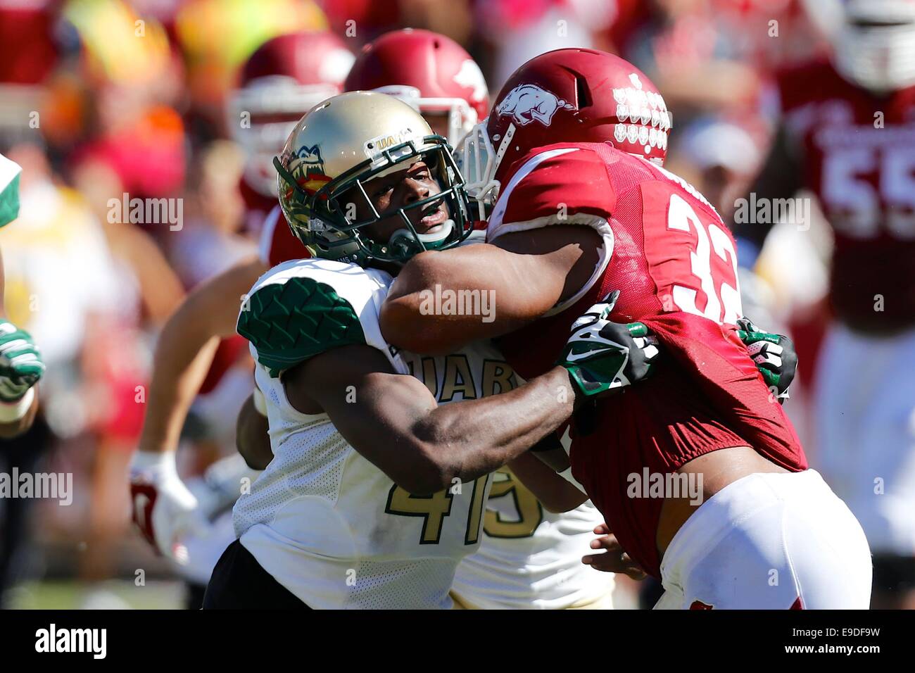 Fayetteville, AR. 25th Oct, 2014. UAB defender Darius Williams #41 ...