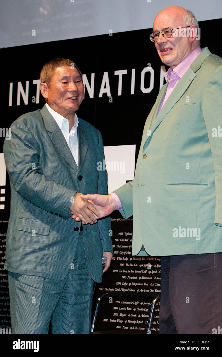 Tokyo, Japan. 25th Oct, 2014. (L to R) Takeshi Kitano, Tony Rayns, : (L ...