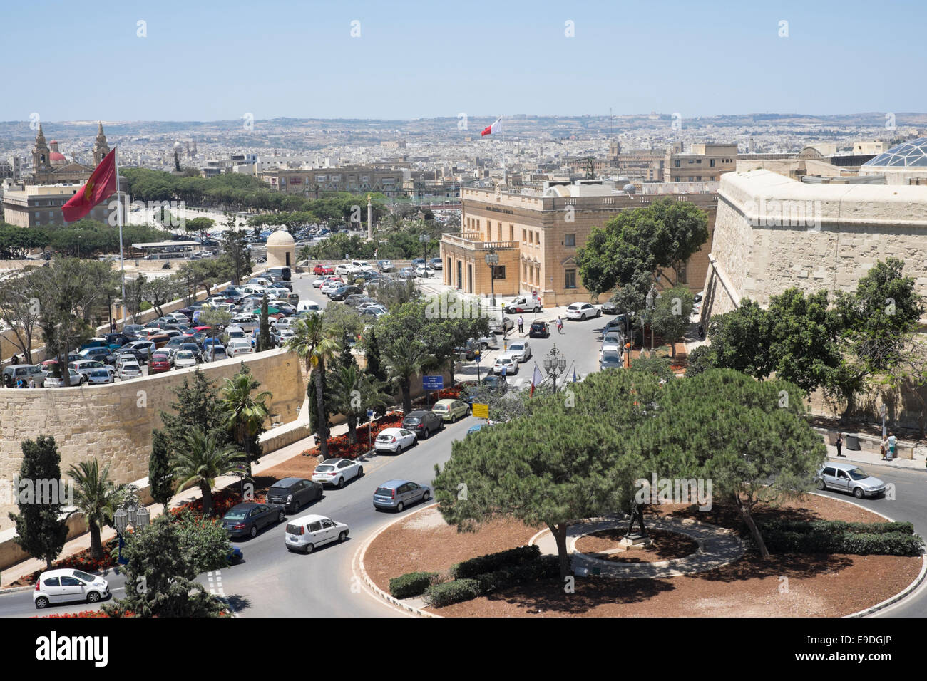 Floriana in Malta viewed from Valletta battlements Stock Photo - Alamy