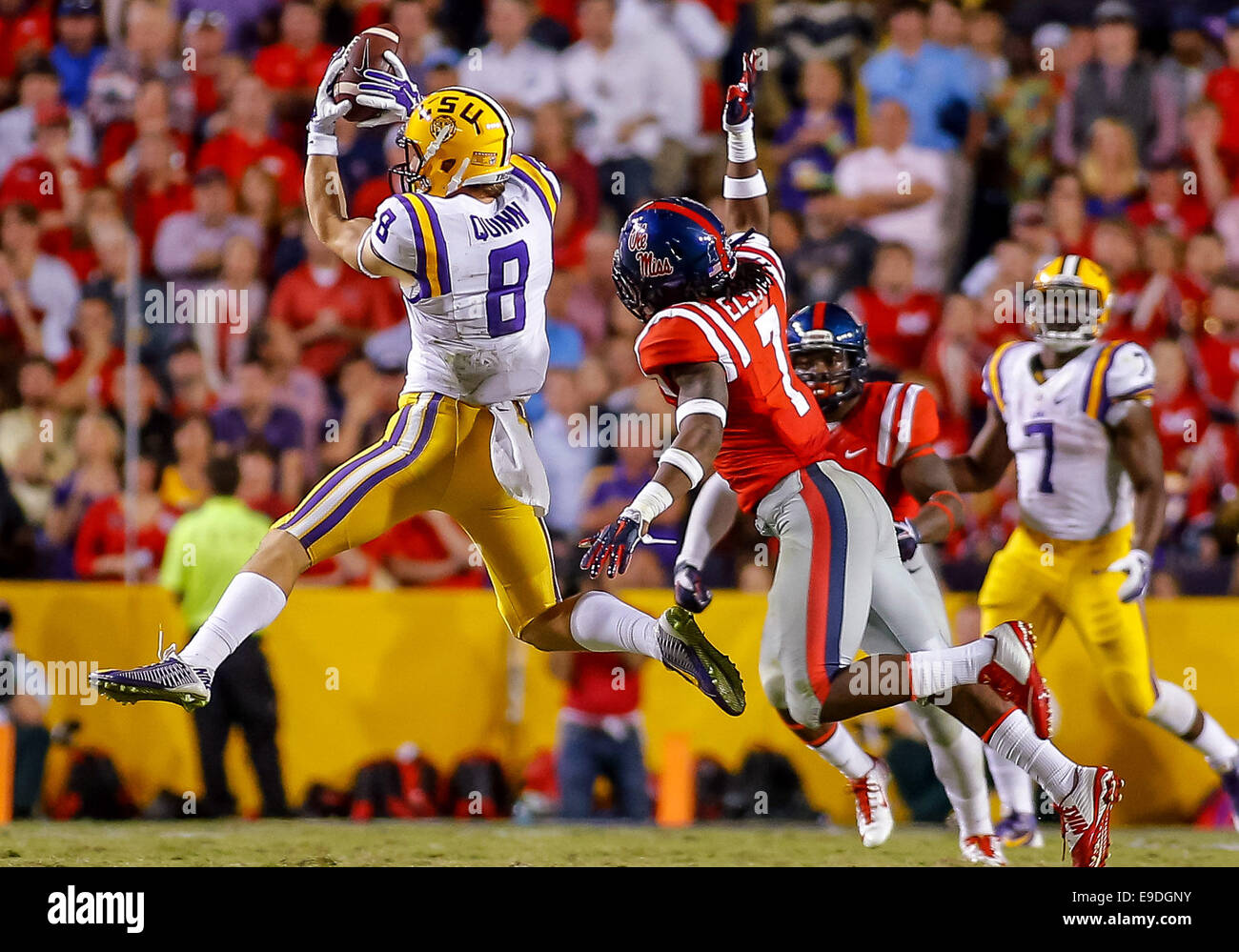 LSU Tigers wide receiver Trey Quinn (8) catches the ball for a first ...
