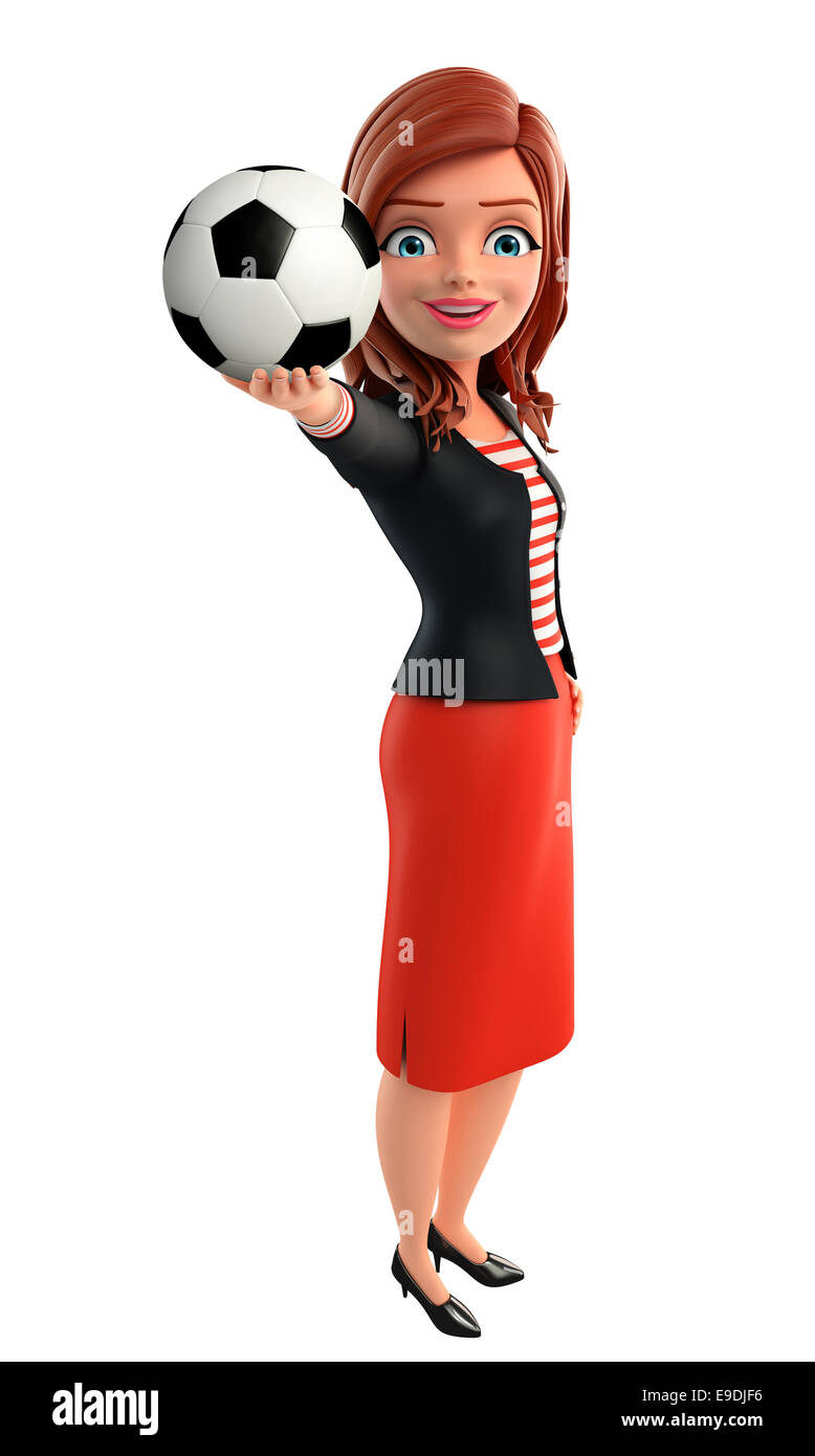 Illustration of corporate lady with football Stock Photo - Alamy