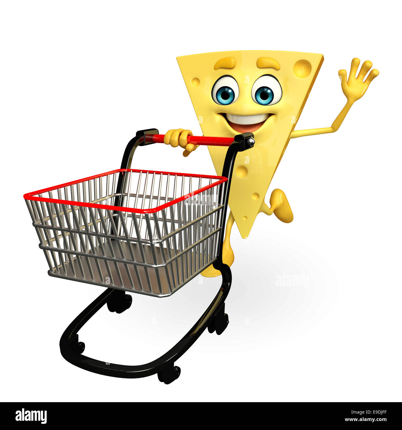 Cartoon Character of Cheese with trolley Stock Photo - Alamy