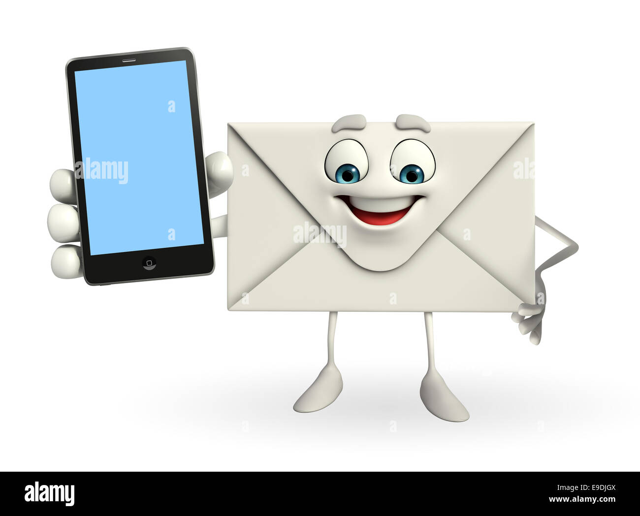 Cartoon Character of mail with mobile Stock Photo - Alamy