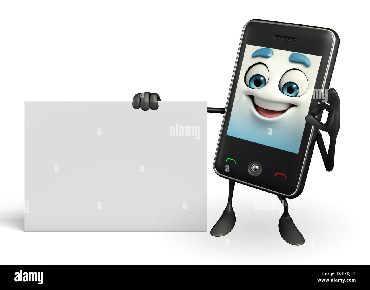 Cartoon Character of Mobile with sign Stock Photo - Alamy