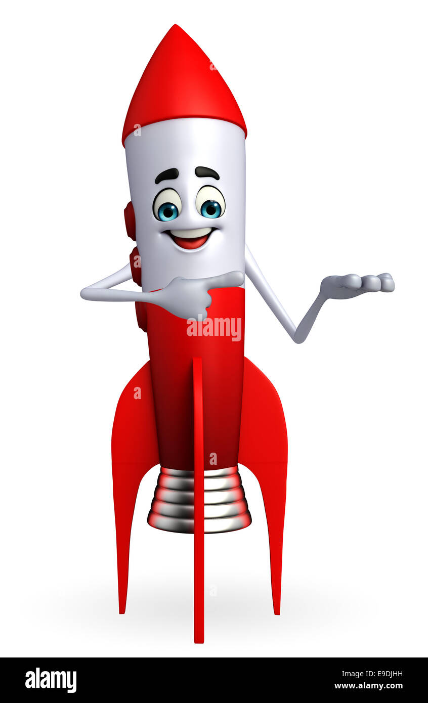 Cartoon character of rocket with holding pose Stock Photo - Alamy