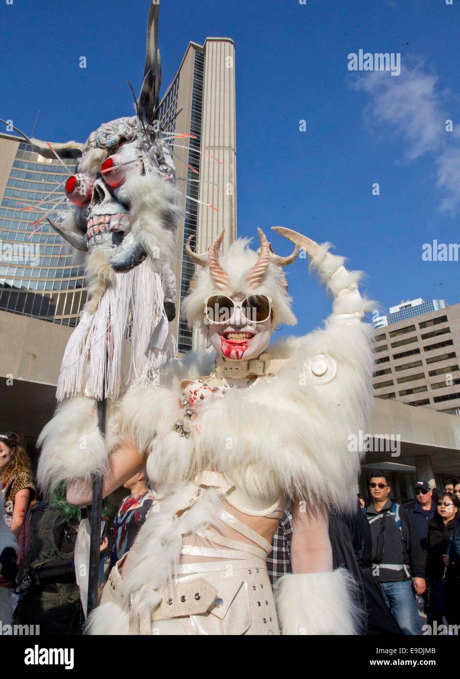 Toronto, Canada. 25th Oct, 2014. A participant dressed up as a zombie ...