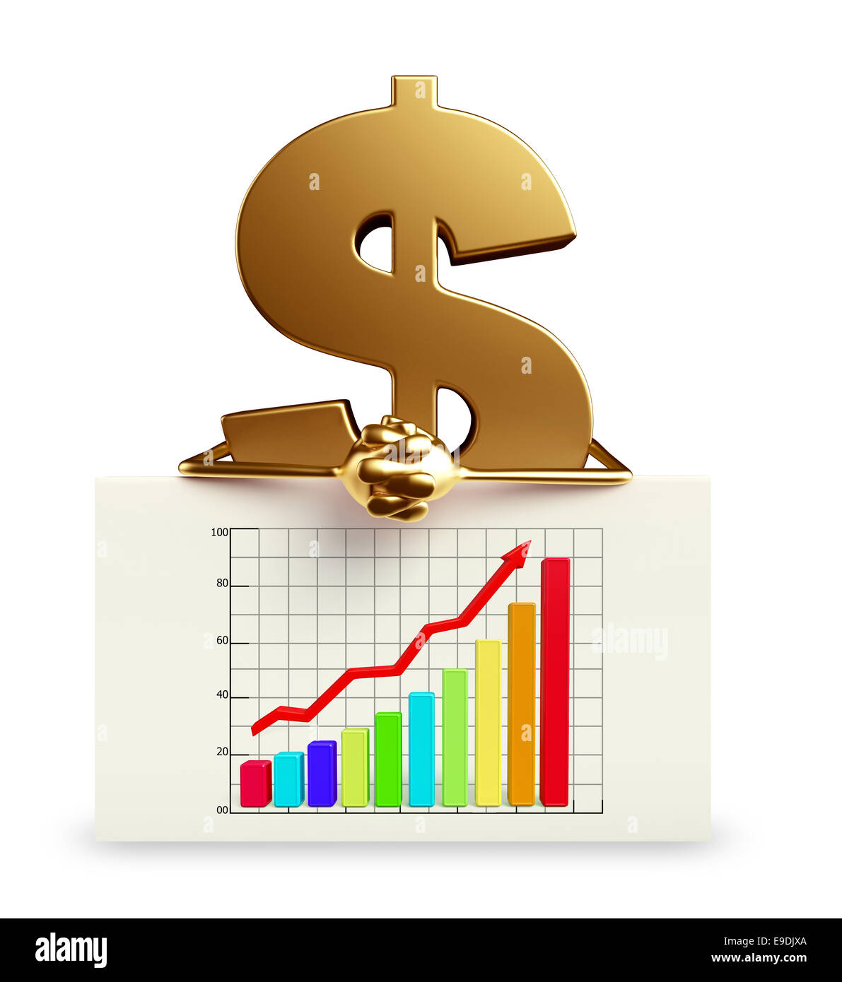 Cartoon Character of dollar with business graph Stock Photo - Alamy
