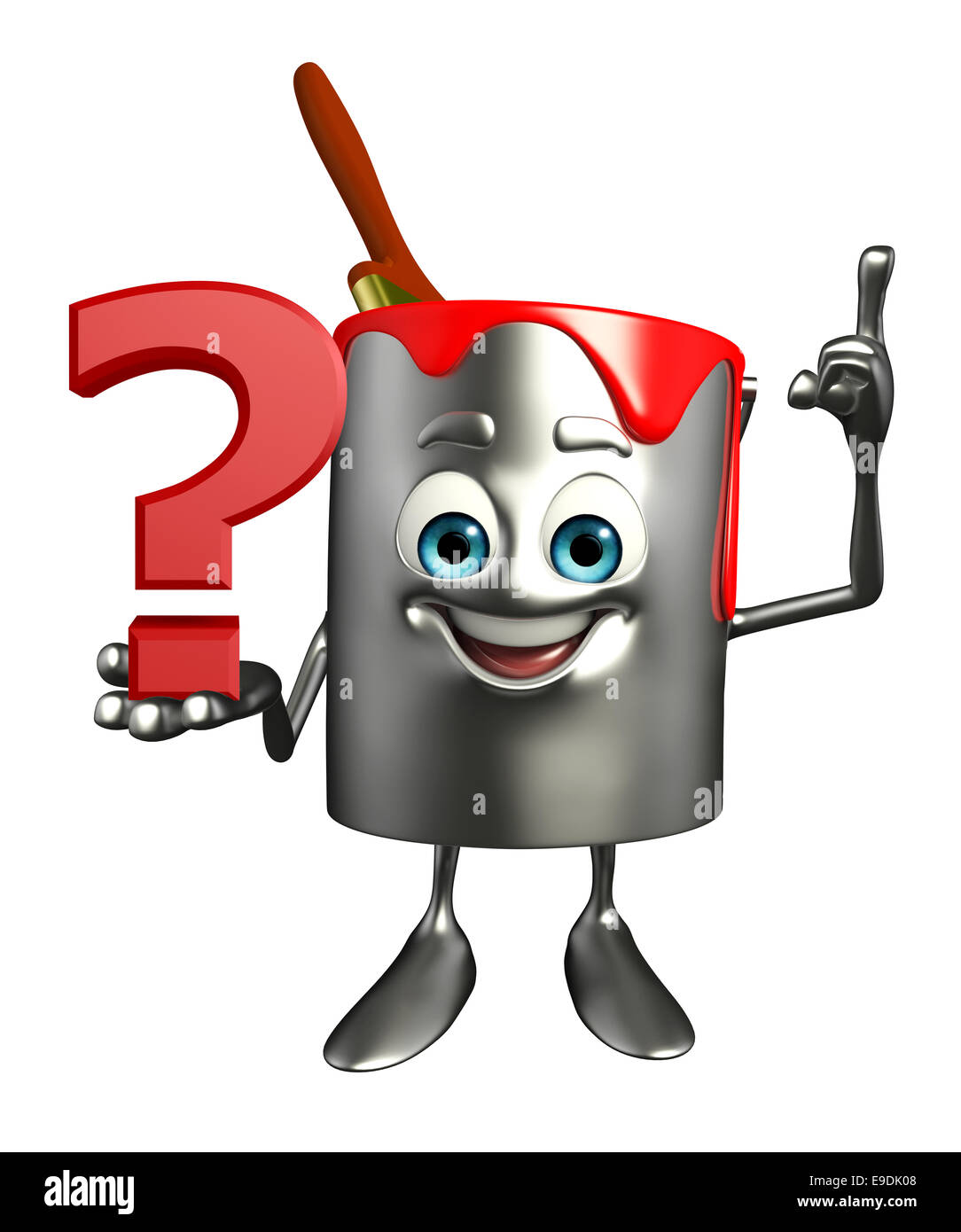 Cartoon Character of paint bucket with question mark Stock Photo - Alamy