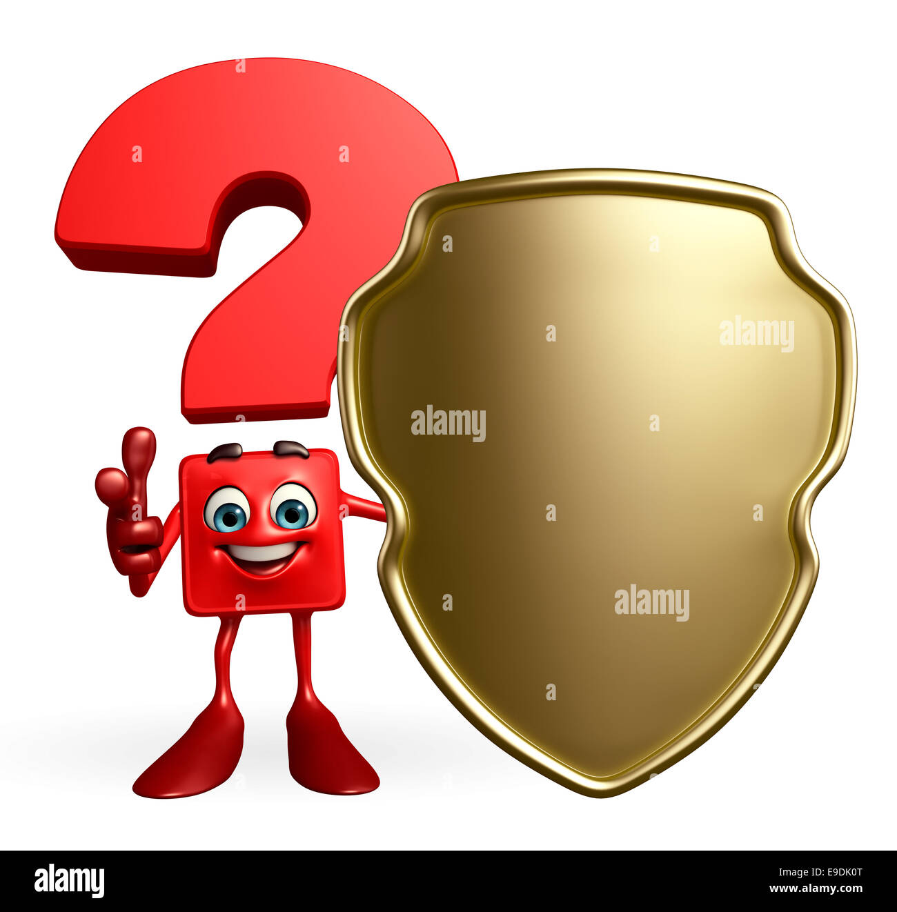 Cartoon Character of Question Mark with shield Stock Photo - Alamy