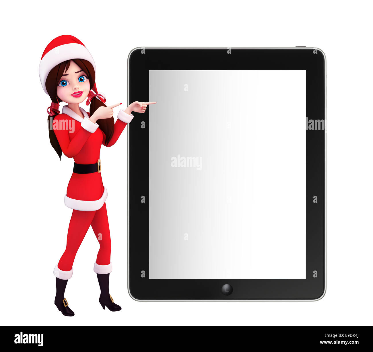 Illustration of santa girl with tab Stock Photo - Alamy