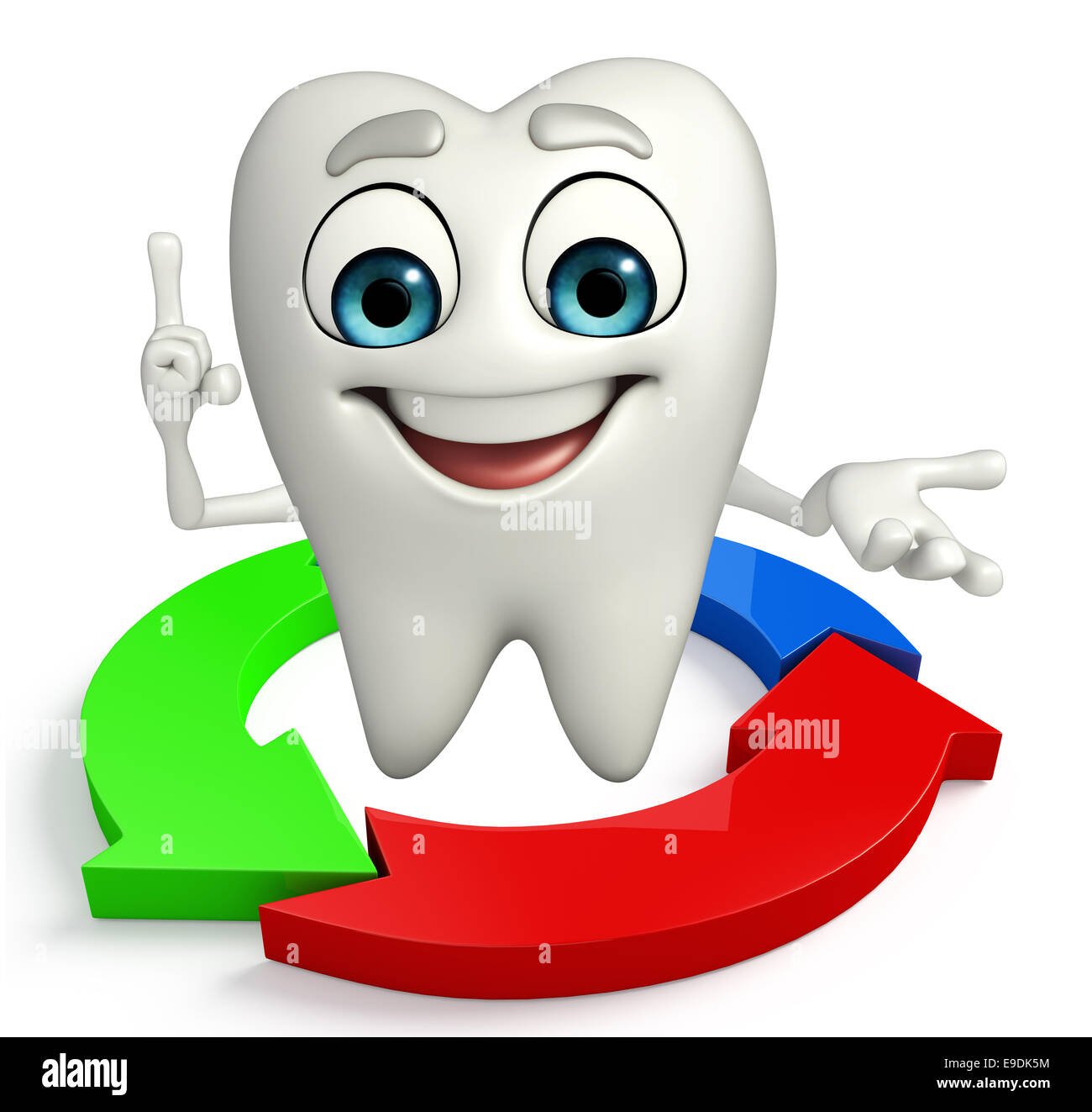 Cartoon character of teeth with arrow Stock Photo - Alamy