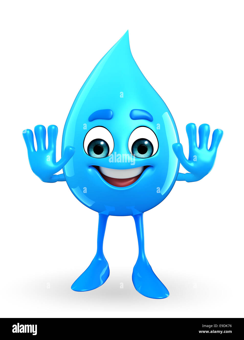 Cartoon Character Of Water Drop with stop sign Stock Photo - Alamy