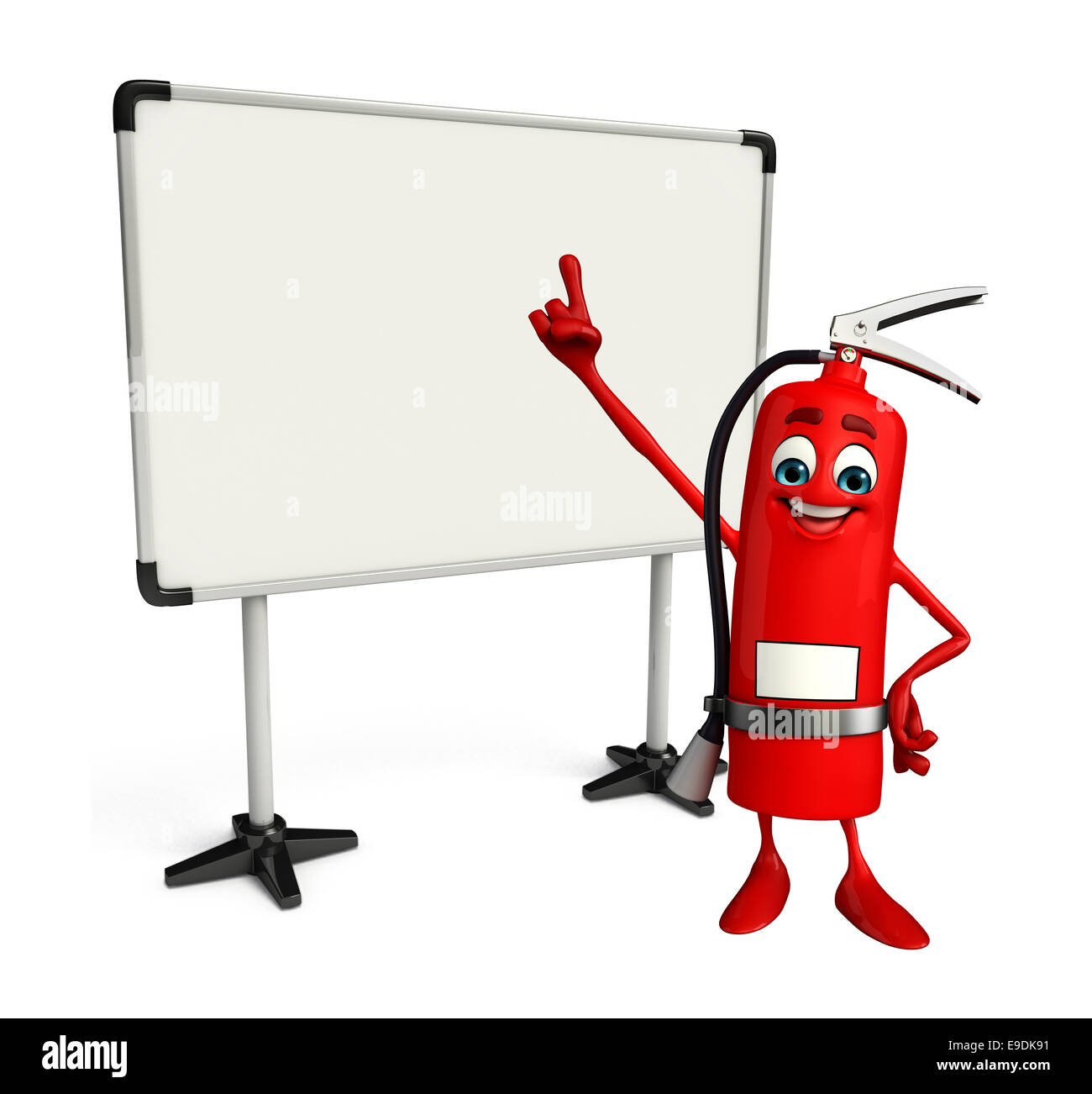 Cartoon Character of fire extinguisher with display board Stock Photo ...